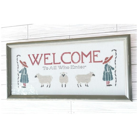 Nature Seen | Wall Decor | Vintage Welcome Sign Cross Stitch ...